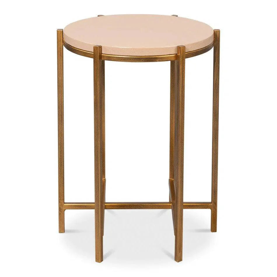 Spence Mdf and Iron Tan Round Side Table - LOOMLAN – Sideboards and Things