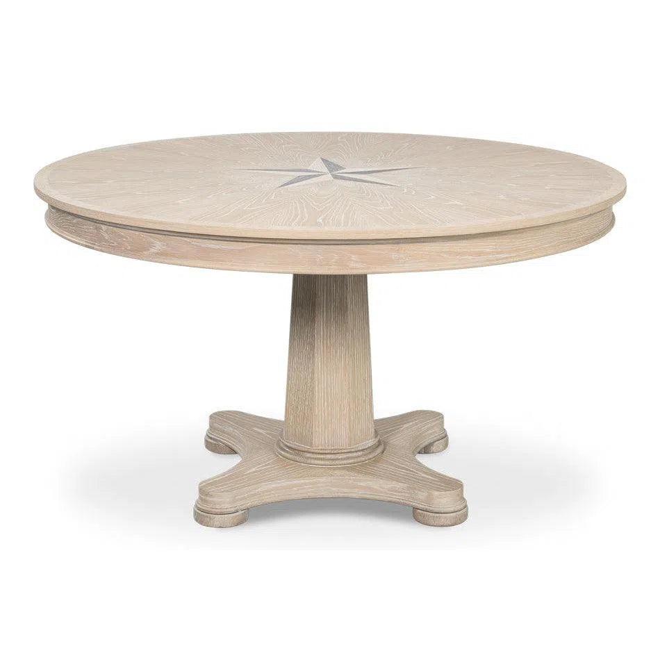 Samuel Oak Wood Beige Round Dining Table - LOOMLAN – Sideboards and Things